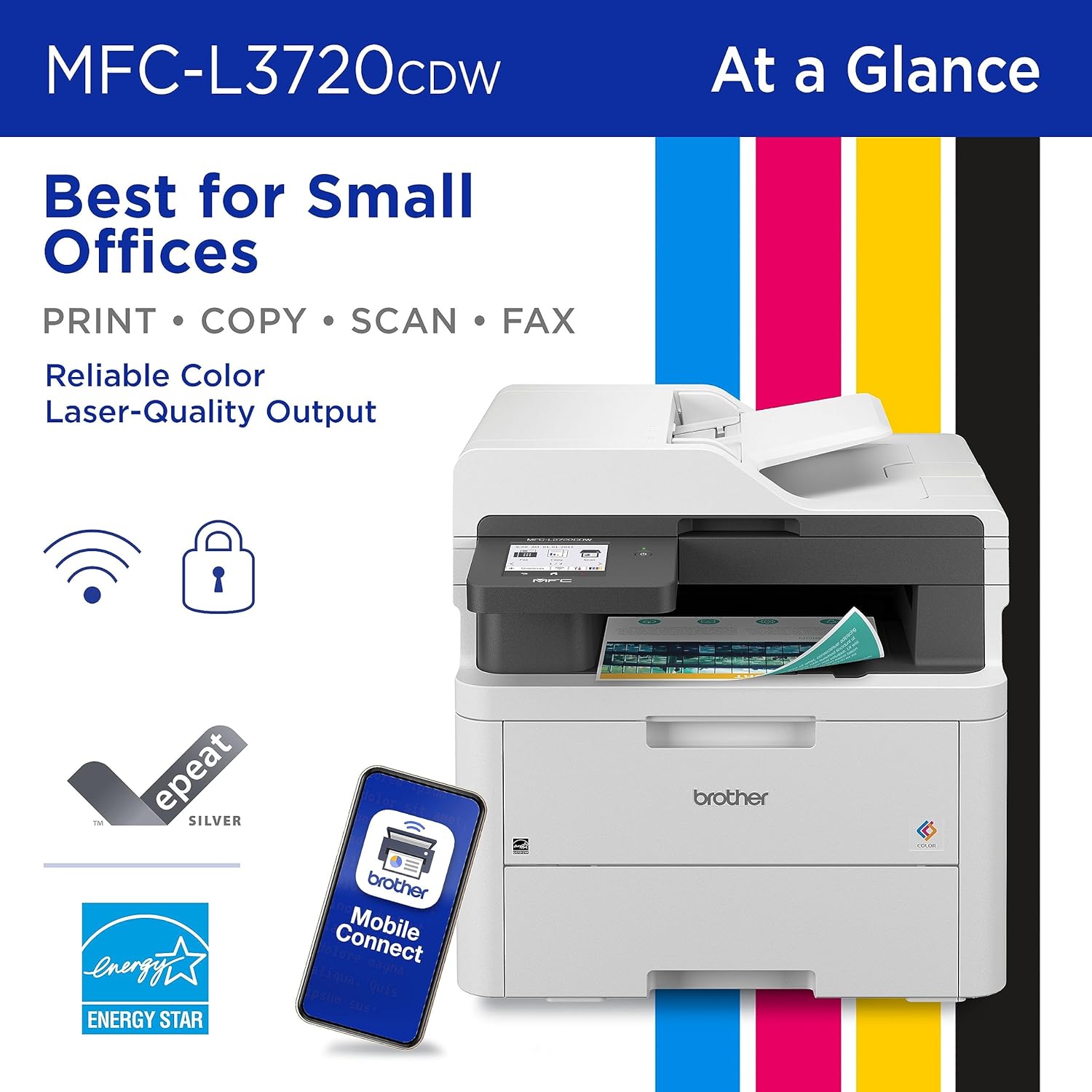 Brother Color Laser Printer All-in-One with Scanner, Copier and Fax ...