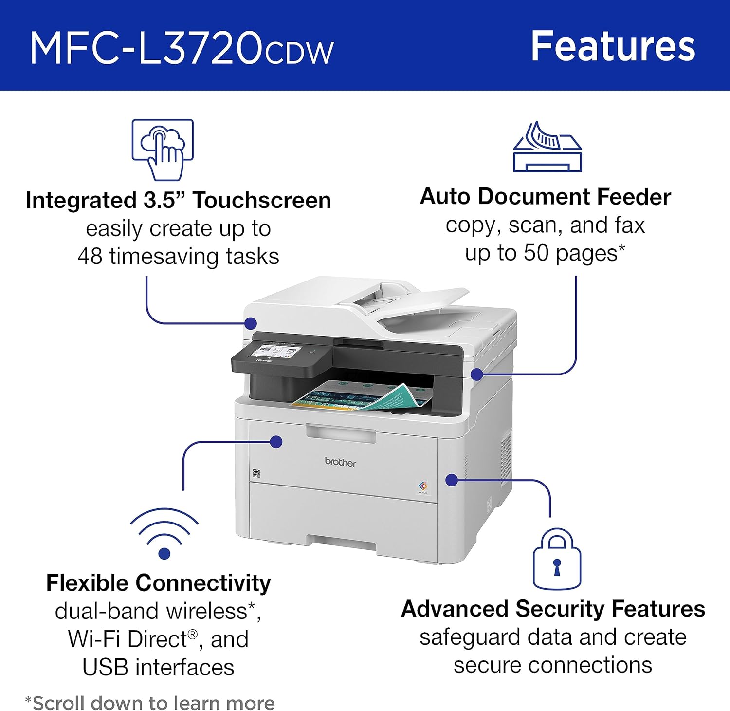 Brother Color Laser Printer All-in-One with Scanner, Copier and Fax ...